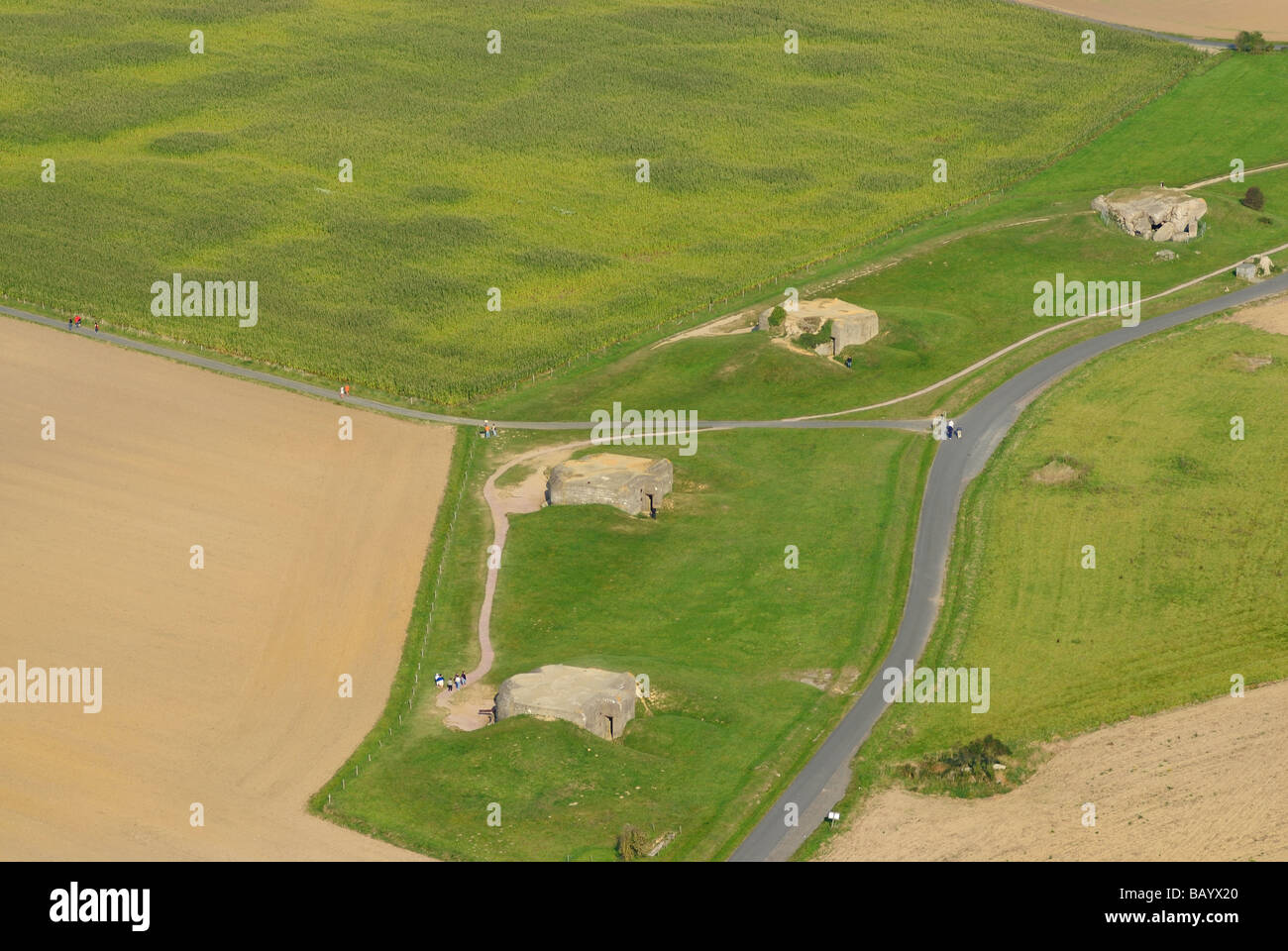 Aerial view of the German battery of Longues-sur-mer, Normandy Stock ...
