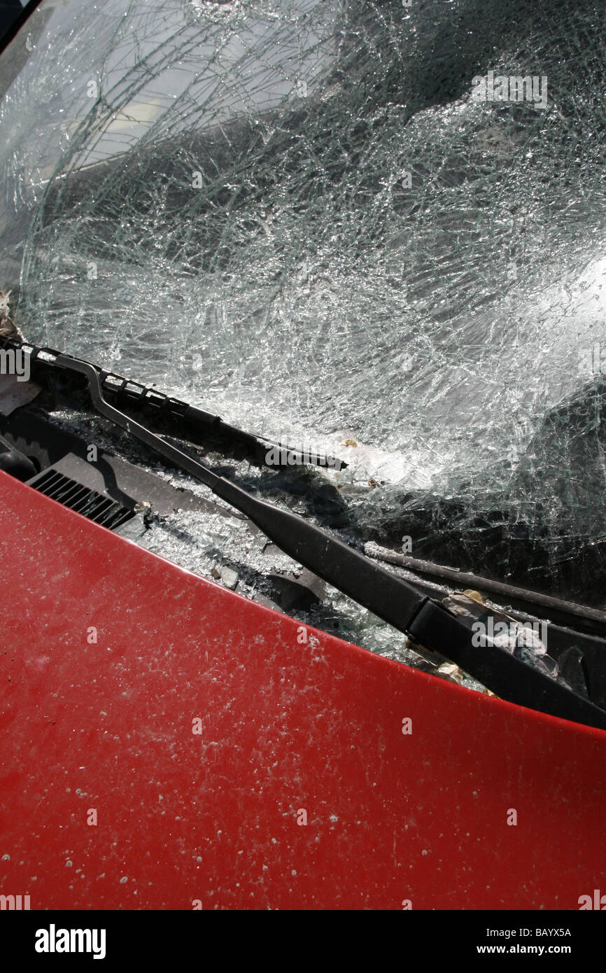 one old damaged red car street road outdoors Stock Photo - Alamy