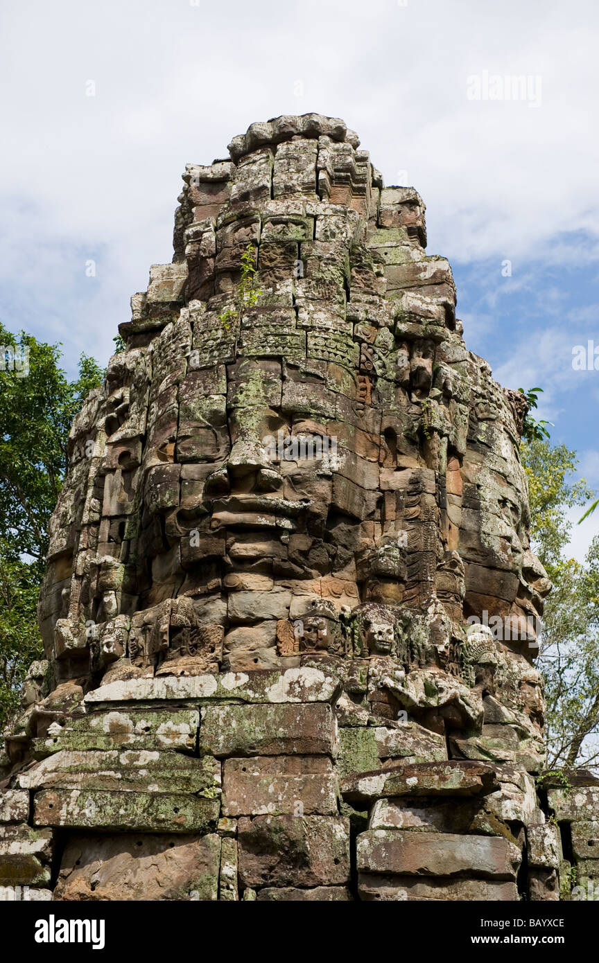 Temple Tower with Faces dipicting the deity Prajnaparamita. Ta Prohm ...