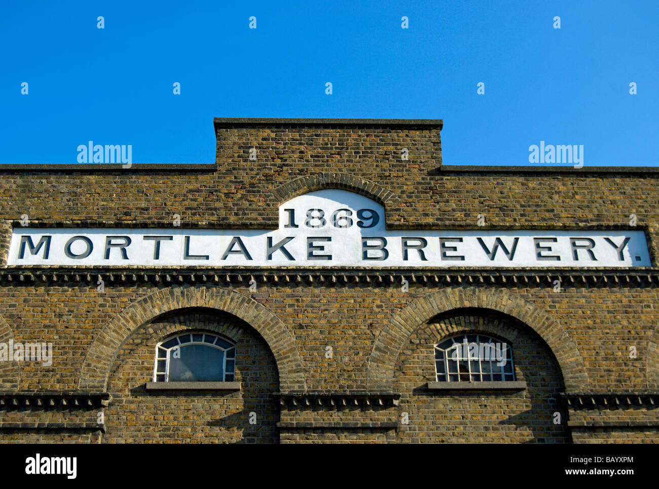 the name mortlake brewery and the date 1869 on a brick building in ...