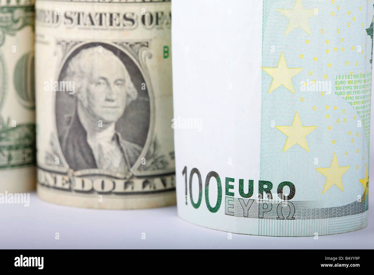 Euro and Dollar bill rolls Stock Photo - Alamy