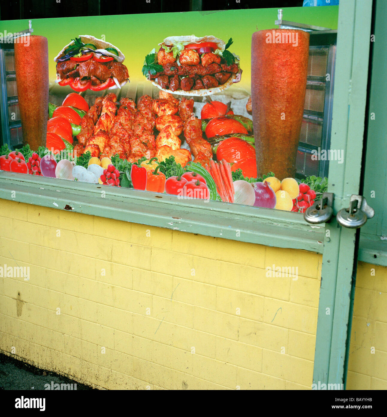 Window of a Kebab shop in Dalston, London Stock Photo - Alamy
