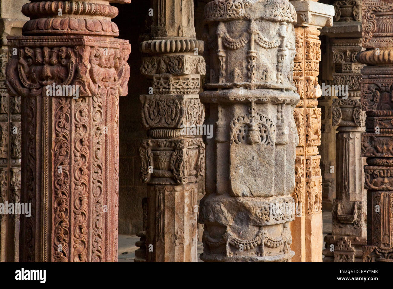 Hindu Columns at Qutb Minar in Delhi India Stock Photo - Alamy