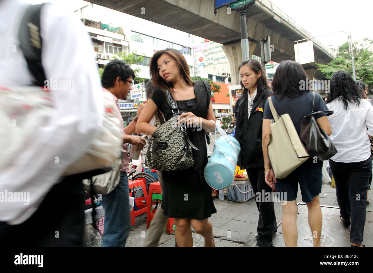 Silom road bangkok pedestrians hi-res stock photography and images - Alamy