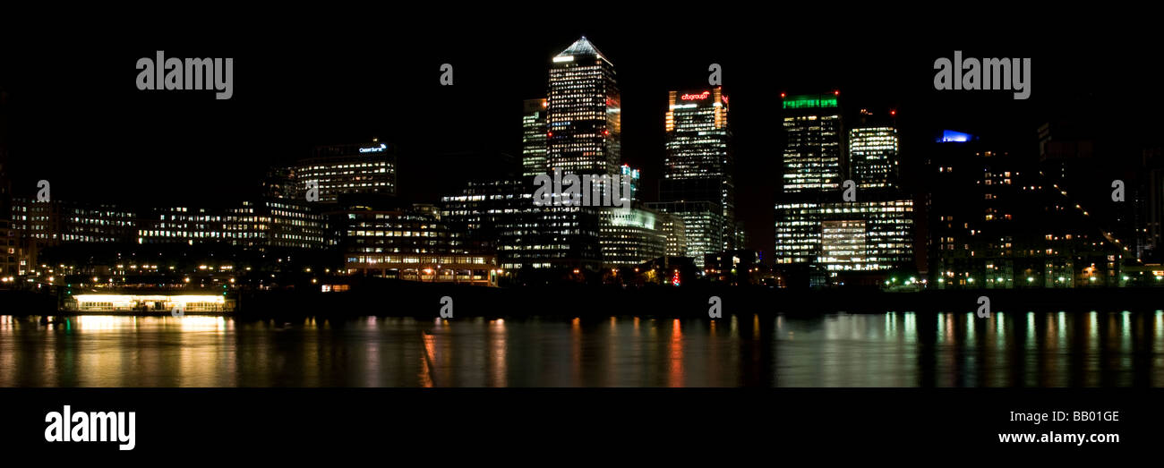 London Docklands at night seen from across the Thames Stock Photo - Alamy