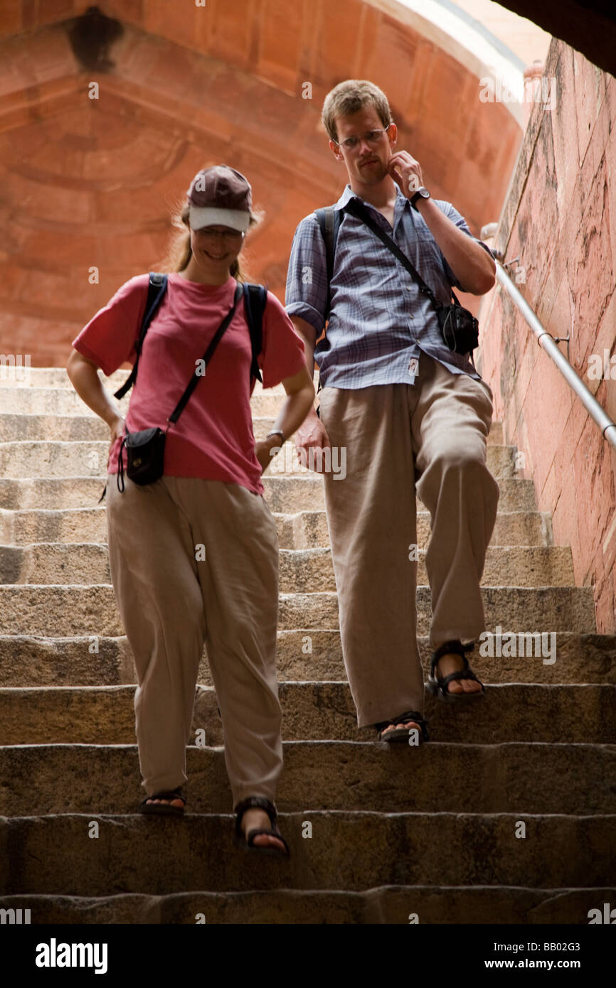 Indian woman walking down stairs hi-res stock photography and images ...