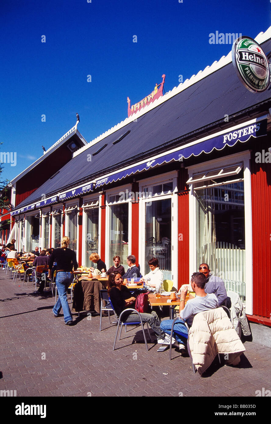Reykjavik, Pavement Cafe Stock Photo - Alamy