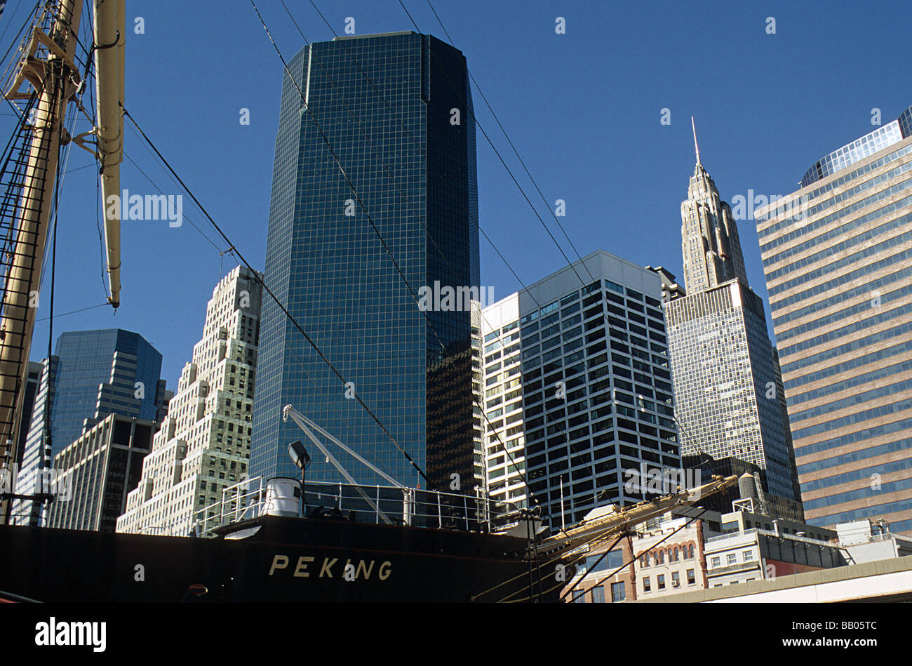 New York, barque Peking, built 1911, alongside South St. Seaport Museum ...