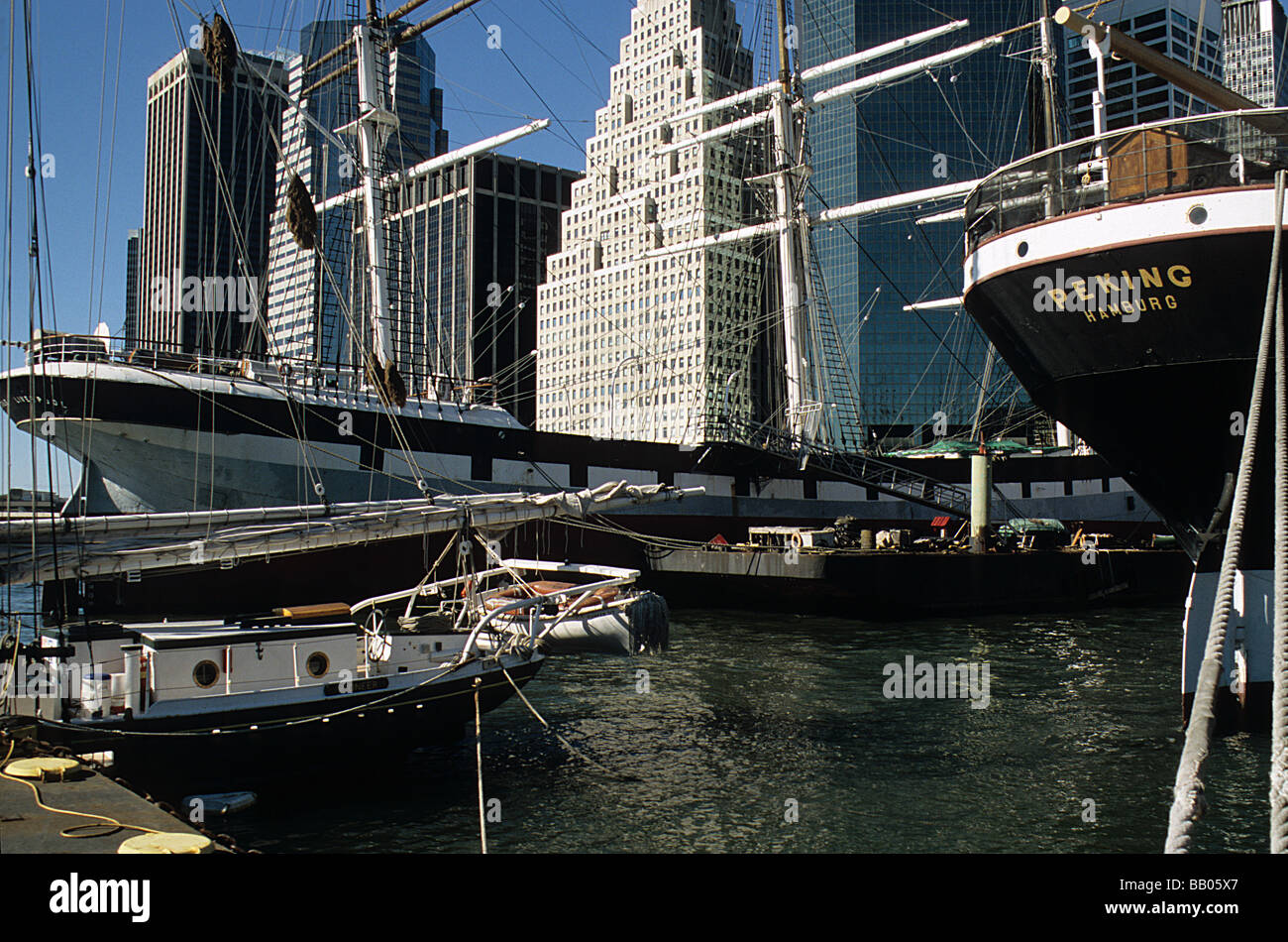 New York, barque Peking, built 1911, alongside South St. Seaport Museum ...