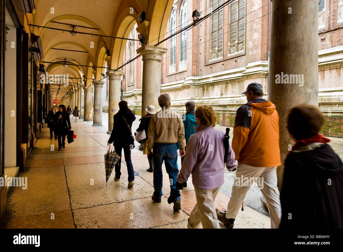 The arcades of the Historic Centre Bologna Italy Stock Photo - Alamy