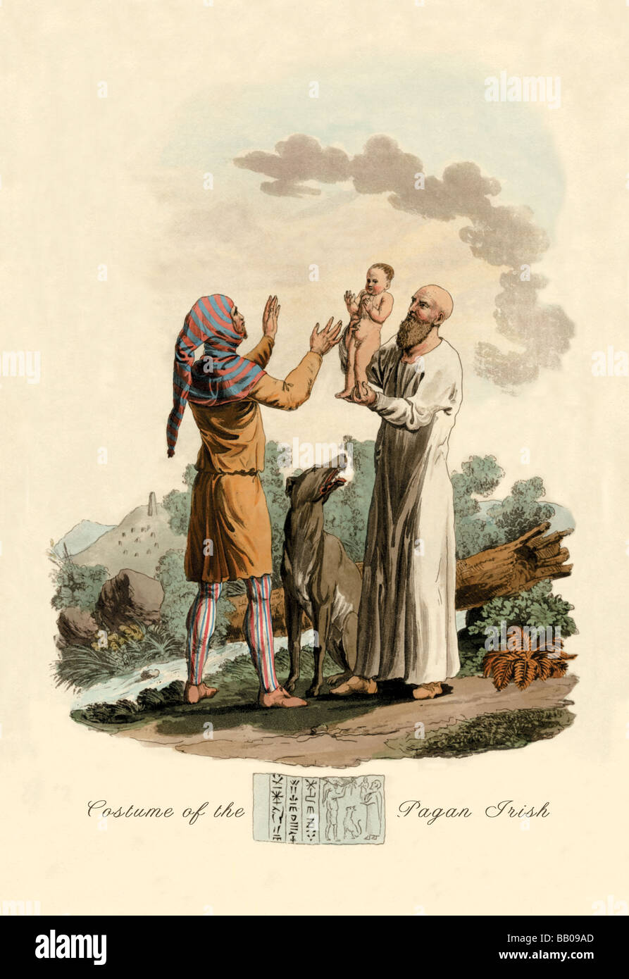 Costume of the Pagan Irish Stock Photo - Alamy