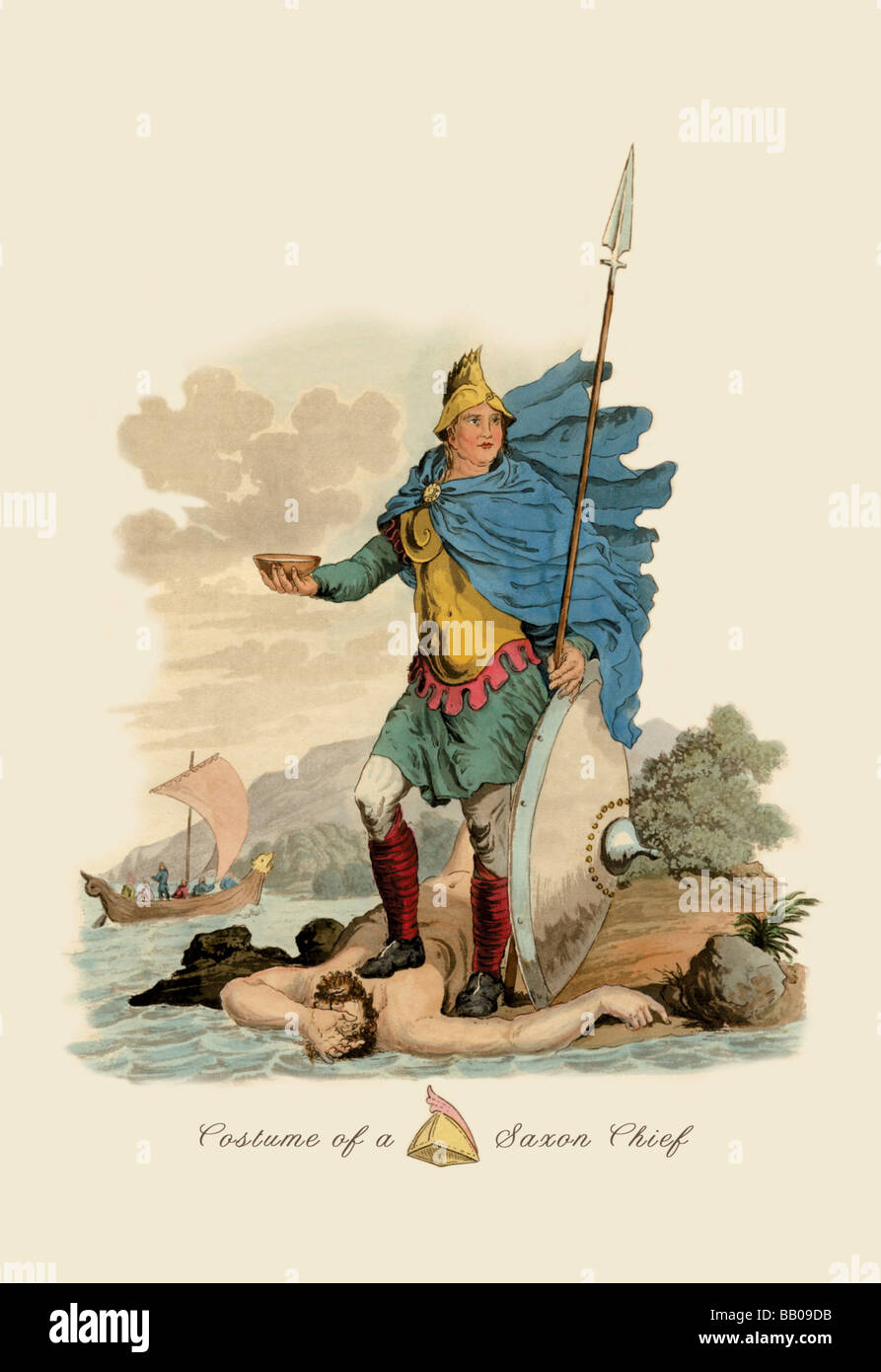 Costume of a Saxon Chief Stock Photo - Alamy