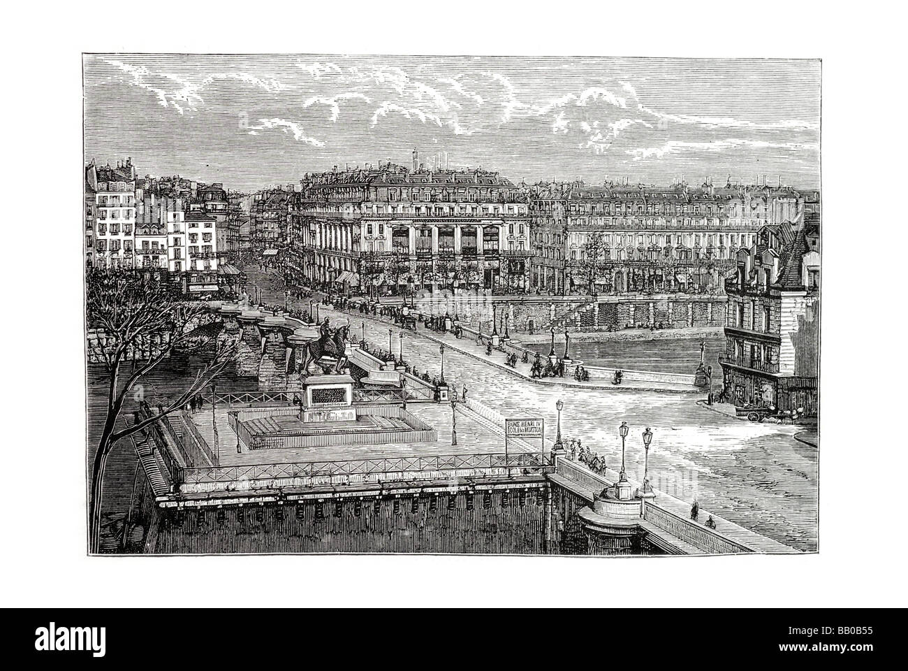 pont neuf Bridge river Seine Paris houses medieval Île de la Cité two ...