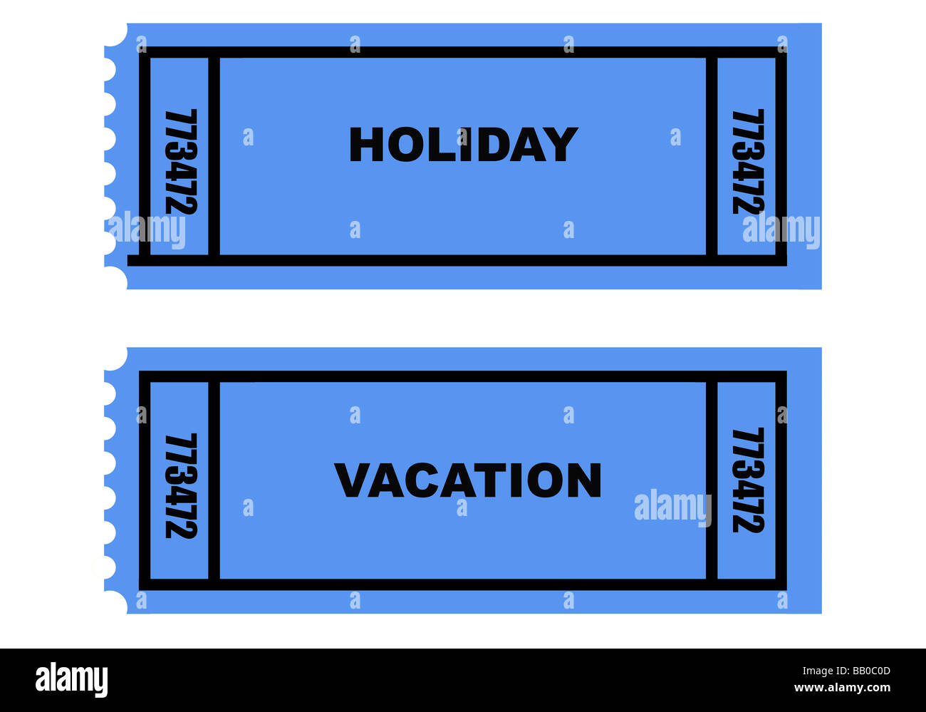 Illustration of two holiday and vacation tickets isolated on white ...