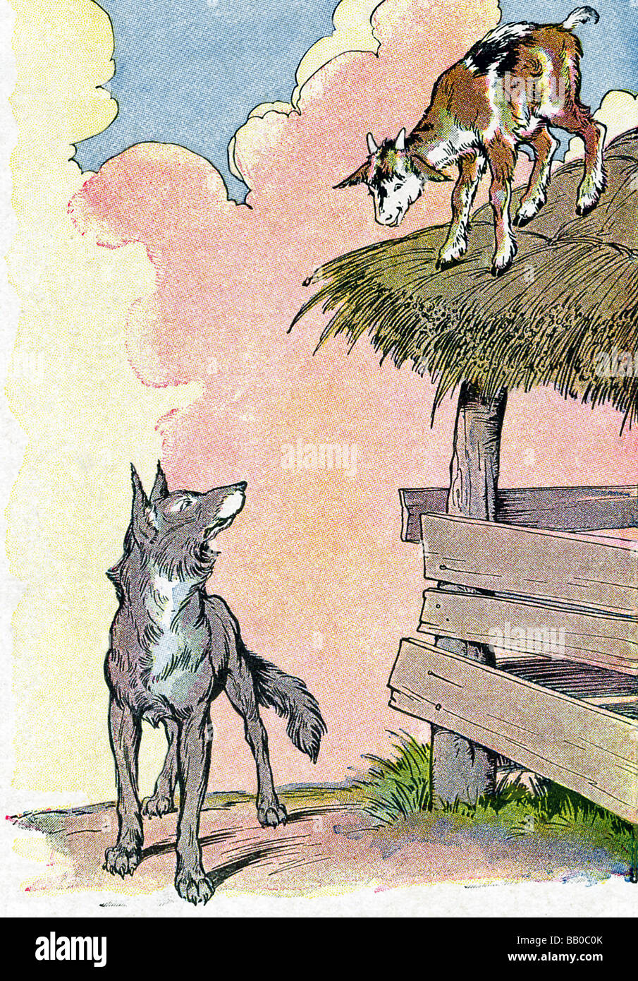 Aesop's Wolf and Kid Stock Photo - Alamy
