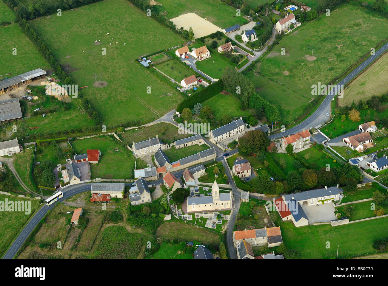 Aerial view of a Normandy village, France Stock Photo - Alamy