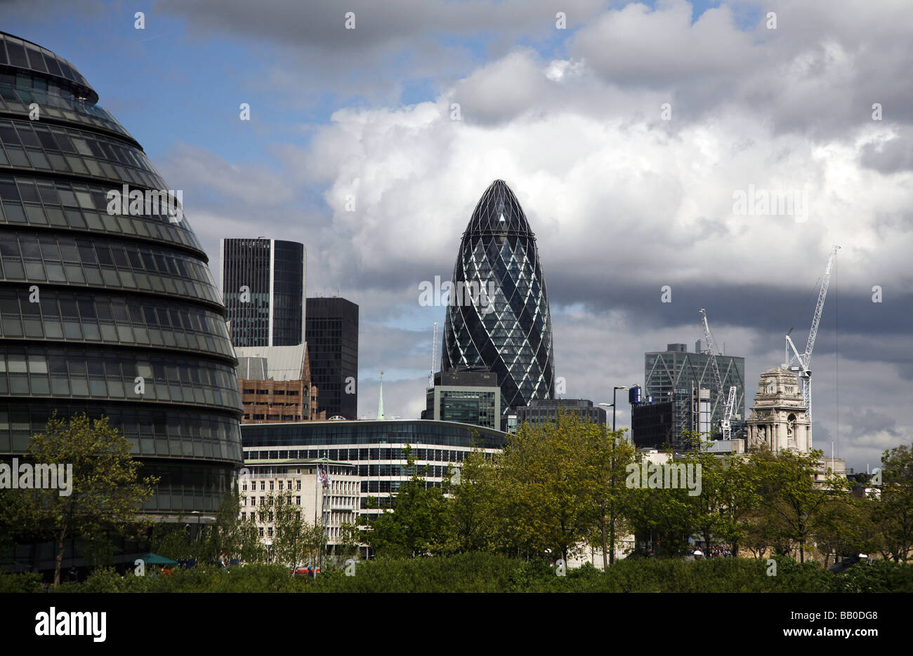 Financial district showing The Gherkin a London architectural landmark ...
