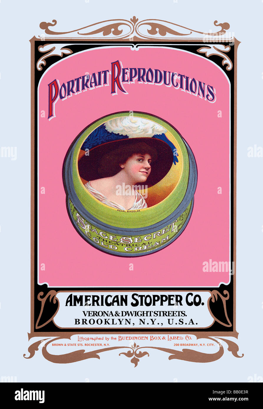 Portrait Reproductions on Tins by American Stopper Co Stock Photo - Alamy