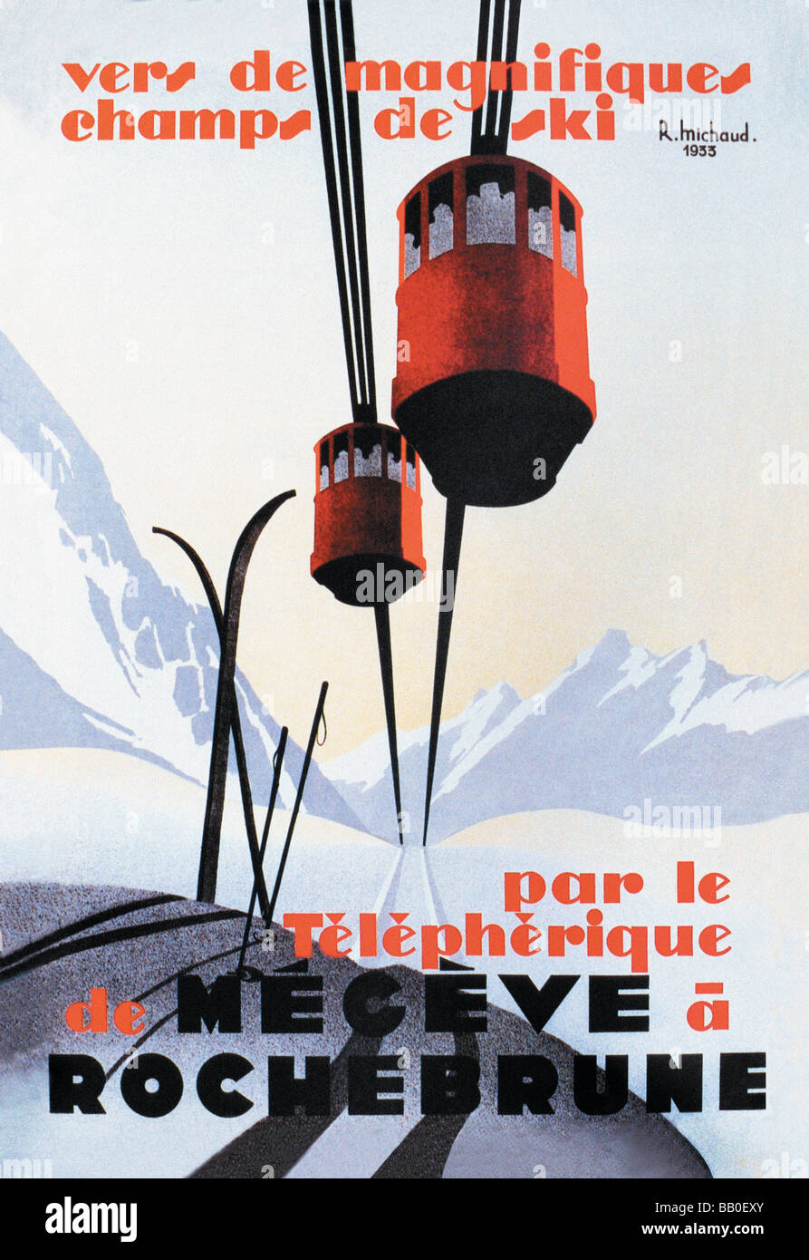 Skiing and Tram Stock Photo - Alamy