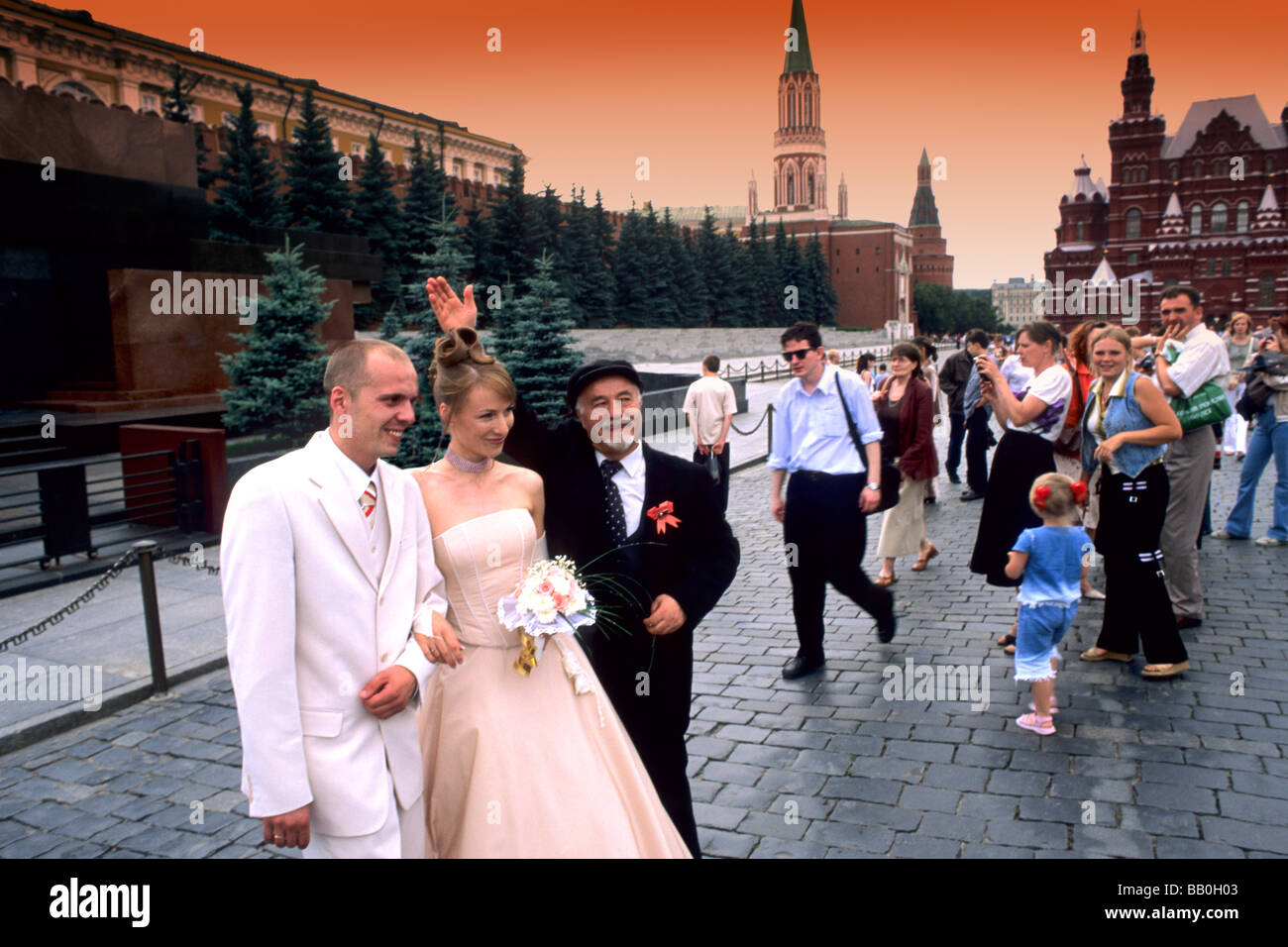Wedding Couple at Lenins Tomb with Lenin Look Alike Red Square in ...