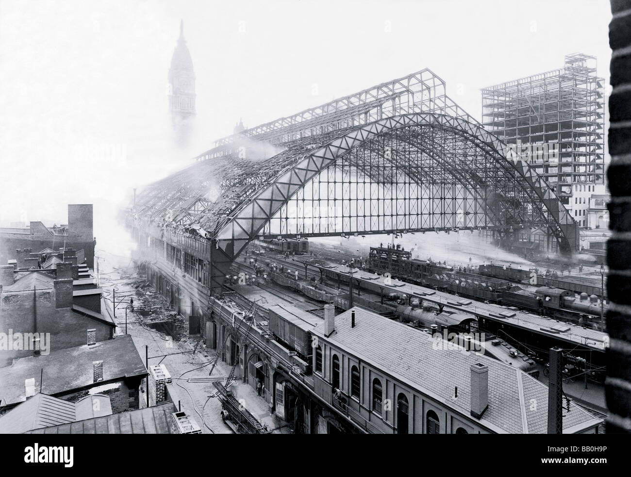 Fire at Railroad Shed House,Philadelphia,PA Stock Photo - Alamy