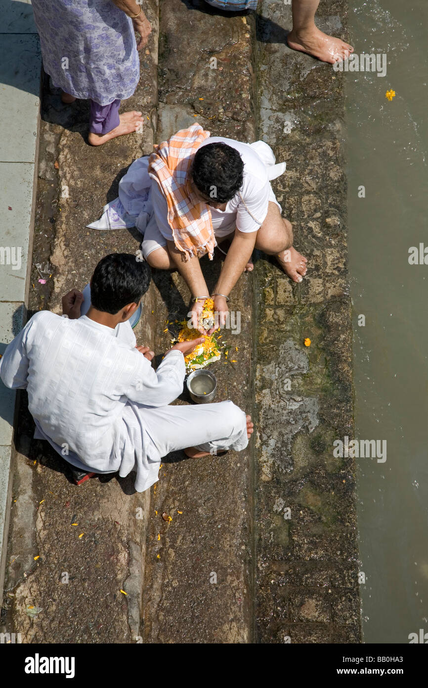Puja ceremony. Ganges river. Haridwar.Uttarakhand. India Stock Photo ...