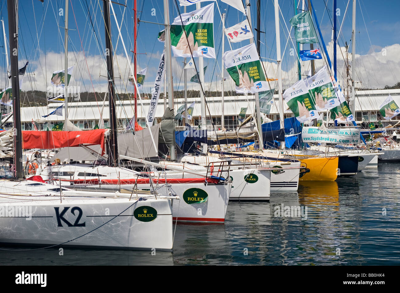 Finish Line in Hobart Harbour. Sydney to Hobart Yacht Race 2009. Hobart ...