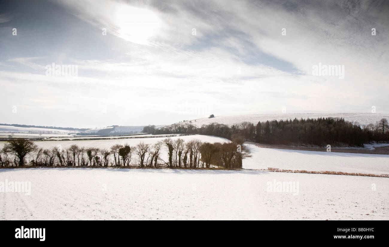 The Meon Valley in snow Stock Photo - Alamy