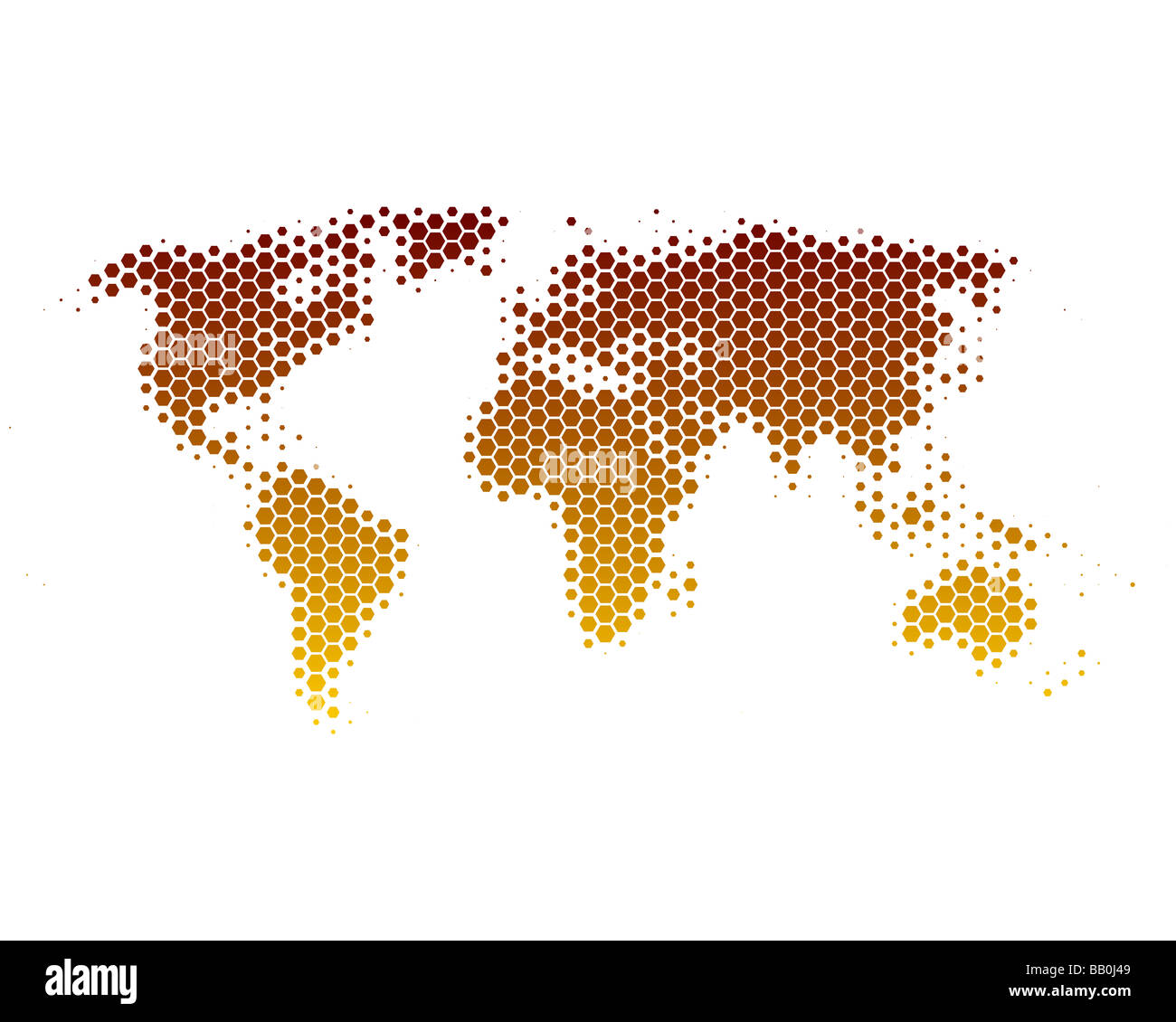 World map in hexagons Stock Photo - Alamy