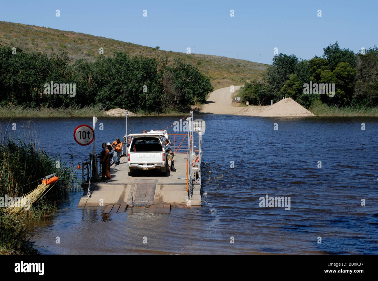 The famed man powered Malgas ferry takes three cars over the Breede ...