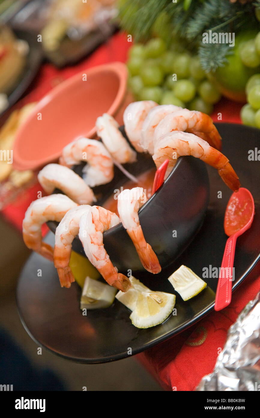 Shrimp cocktail on a food table at a party Stock Photo - Alamy