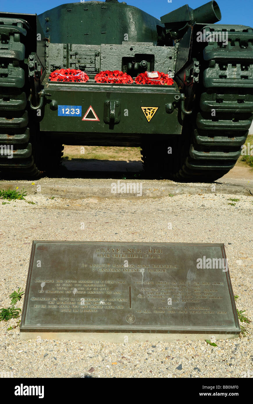 Obstacle-clearance tank near Gold Beach, Normandy Stock Photo - Alamy
