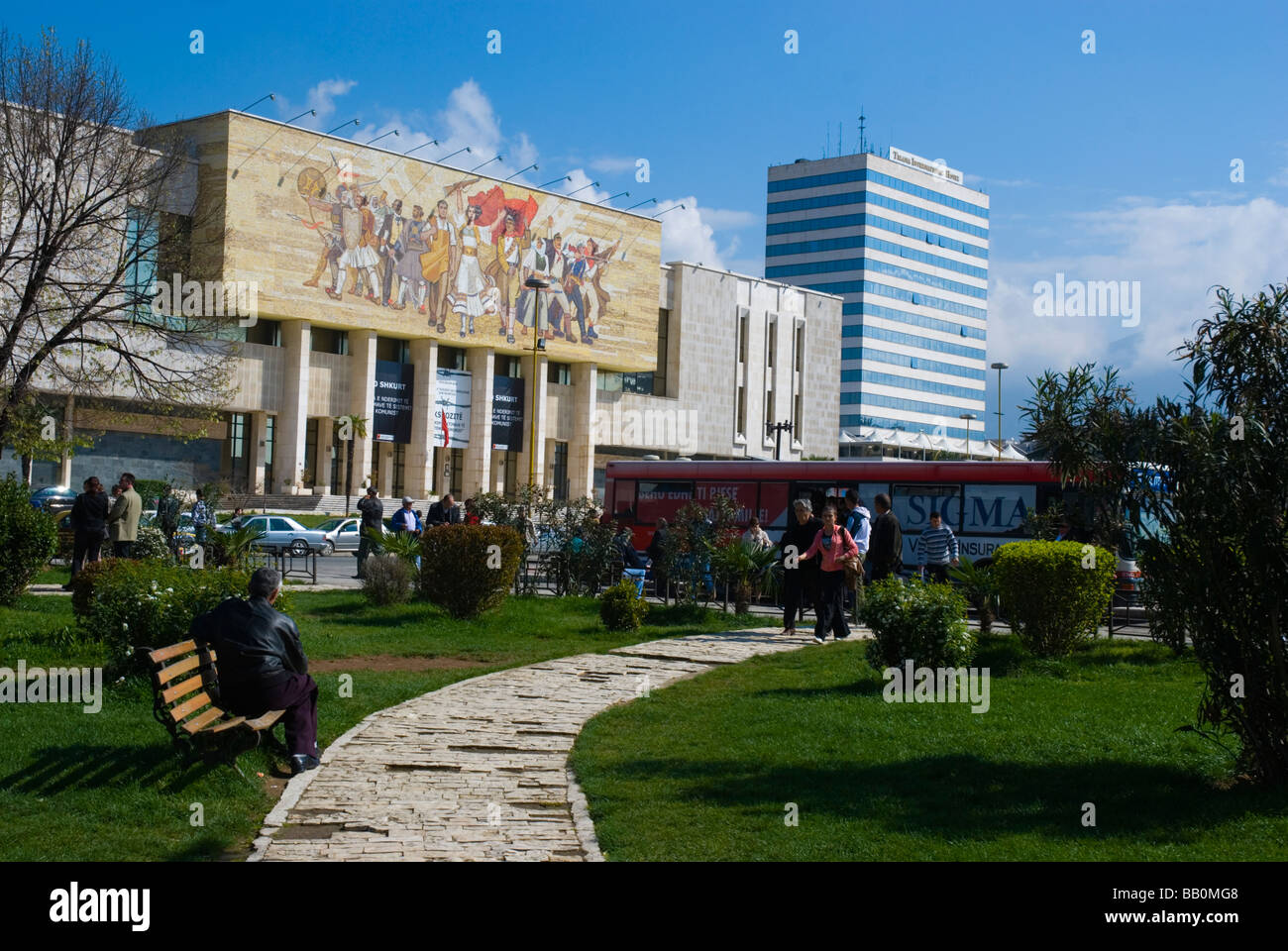 Park next to Sheski Skenderbej square in Tirana Albania Europe Stock ...