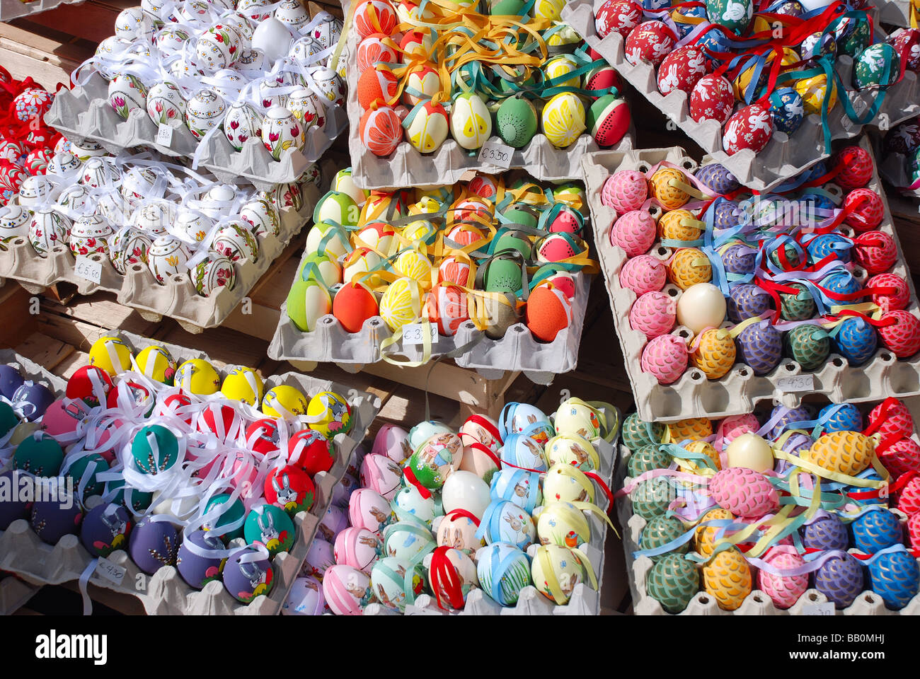 Painted eggs at an easter market in the Freyung, Vienna, Austria Stock ...