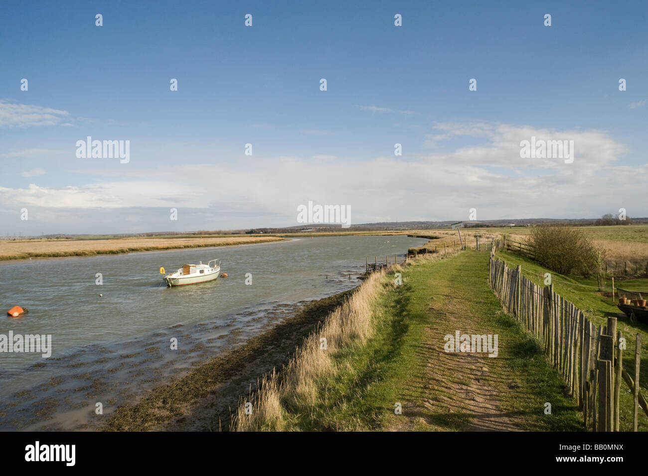 small boat on a river Stock Photo - Alamy