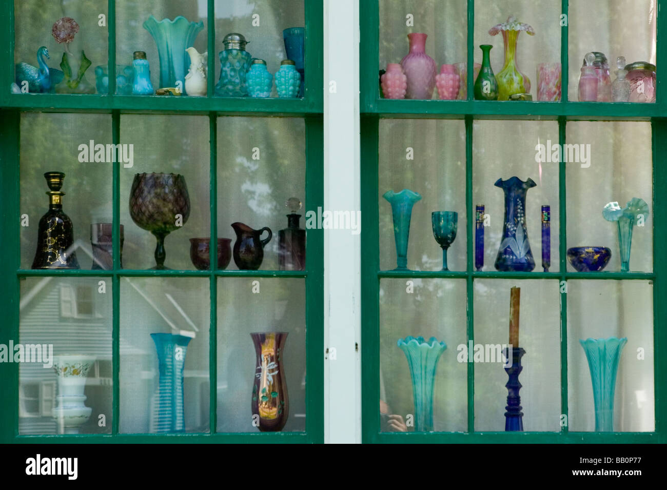Window display of colorful glassware private residence Esperance New ...
