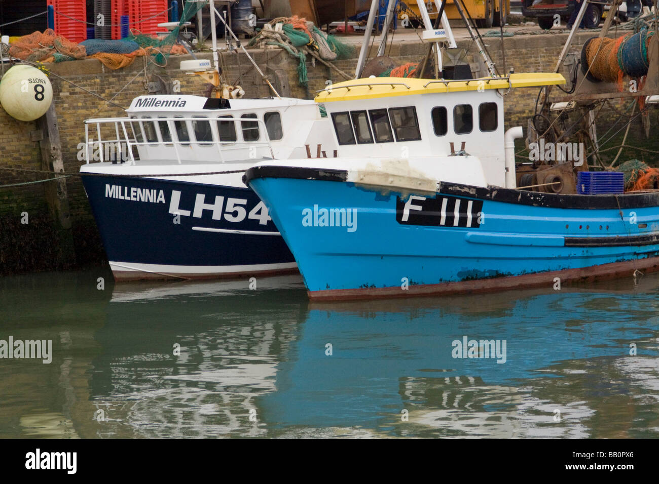 trawlers in harbour Stock Photo - Alamy