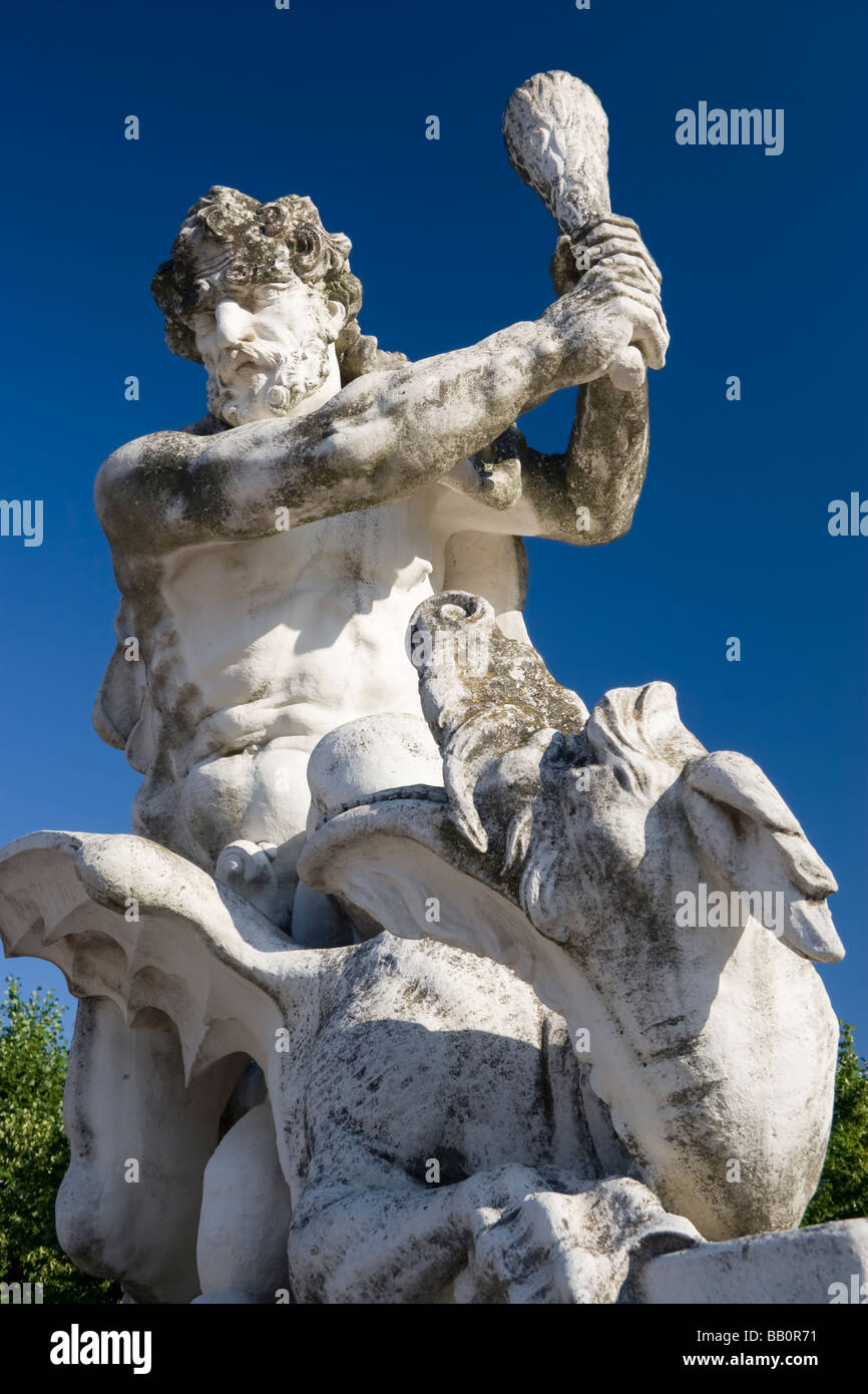 Statue of dragon slayer, Karlsruhe Palace (Karlsruher Schloss), Baden ...