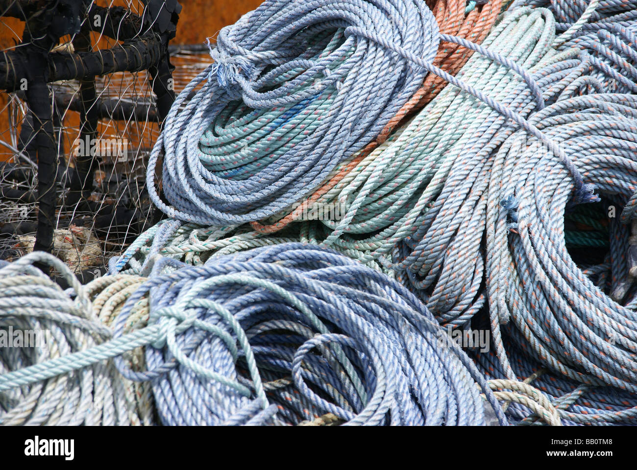 Detail, Coils of nautical rope Stock Photo - Alamy