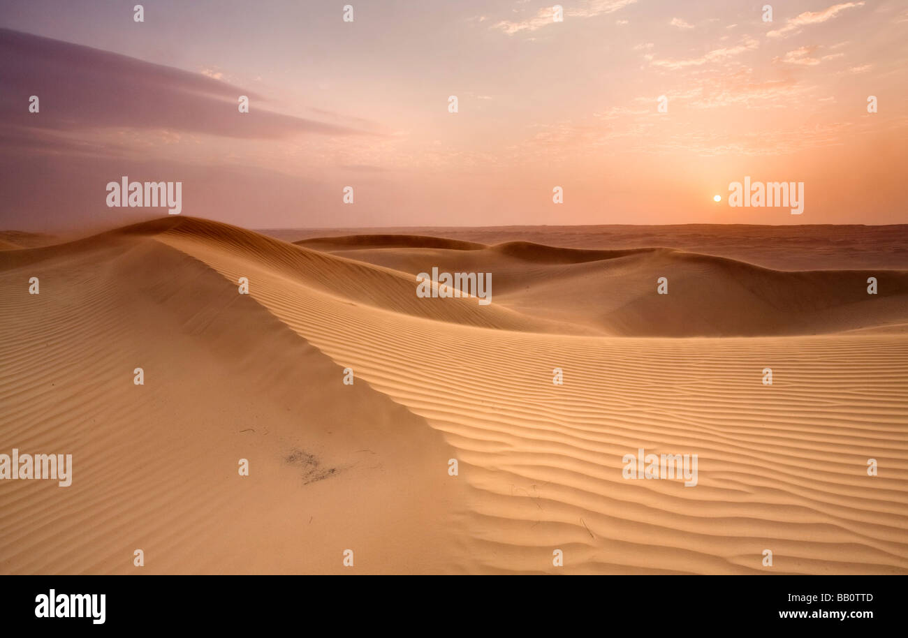 Wahiba Sands at sunset; Wahiba, Oman Stock Photo - Alamy