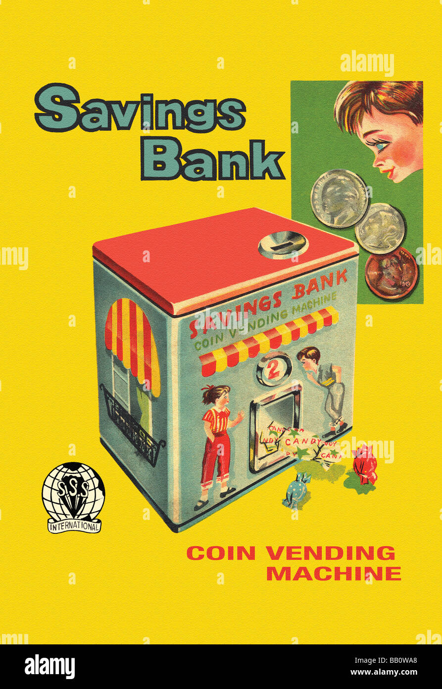 Coin Vending Machine Savings Bank Stock Photo - Alamy