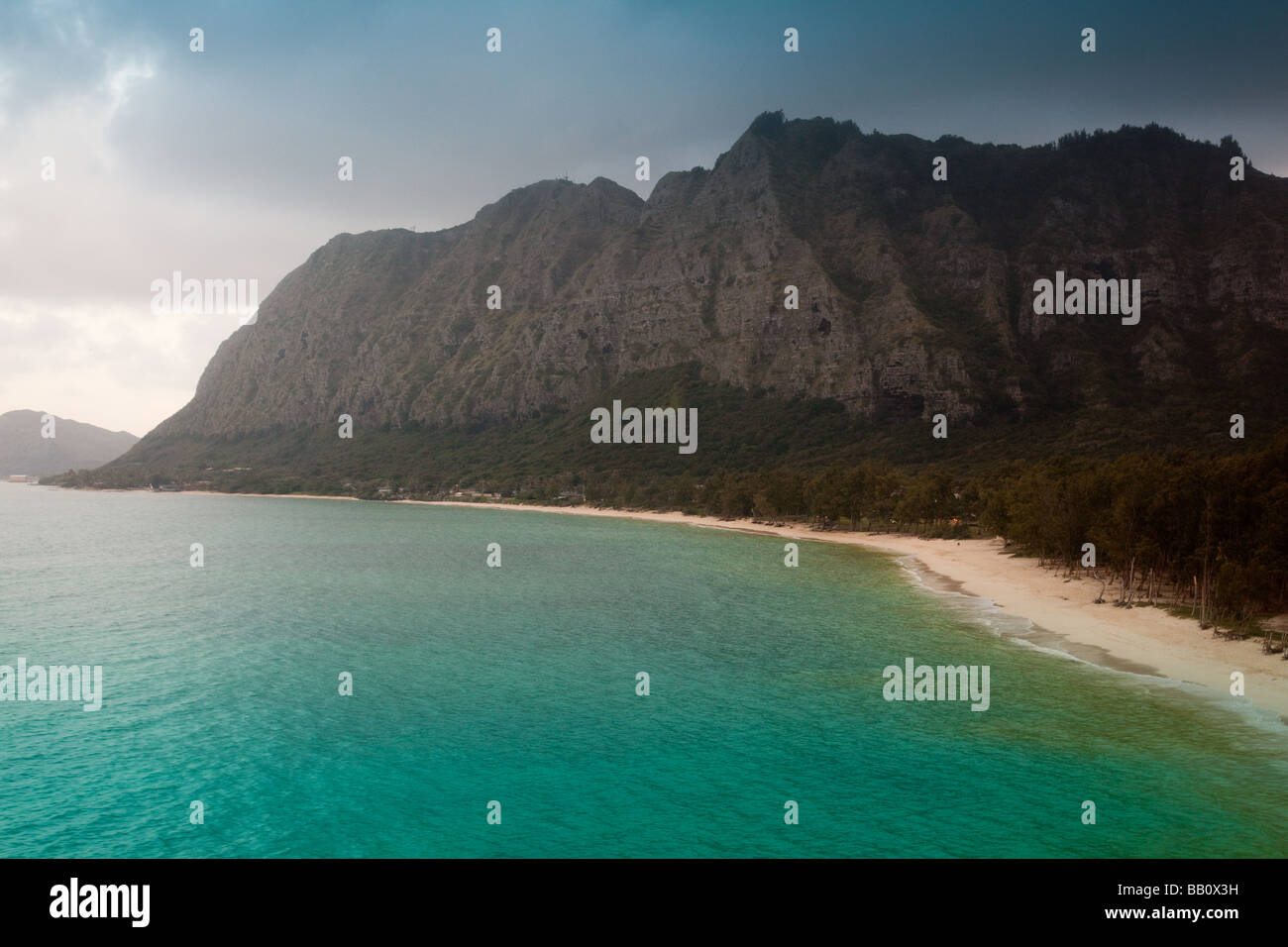 Aerial view of Kailua and Bellows Beach, Oahu, Hawaii, USA Stock Photo ...