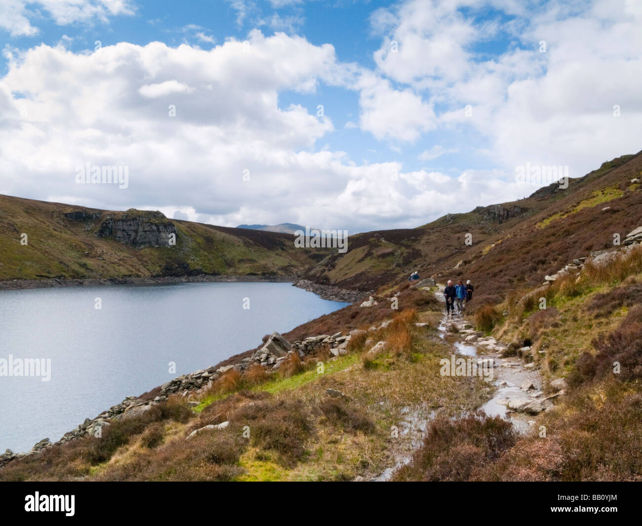 Footpath beside Llyn Cowlyd Reservoir in Snowdonia National Park near ... Footpath beside Llyn Cowlyd Reservoir in Snowdonia National Park near ...