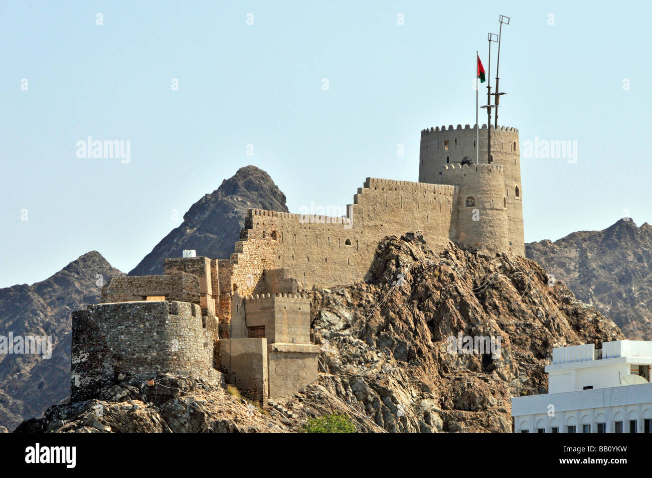 Muttrah Muscat Fort on hillside above harbour Muttrah Muscat Oman "Gulf ...