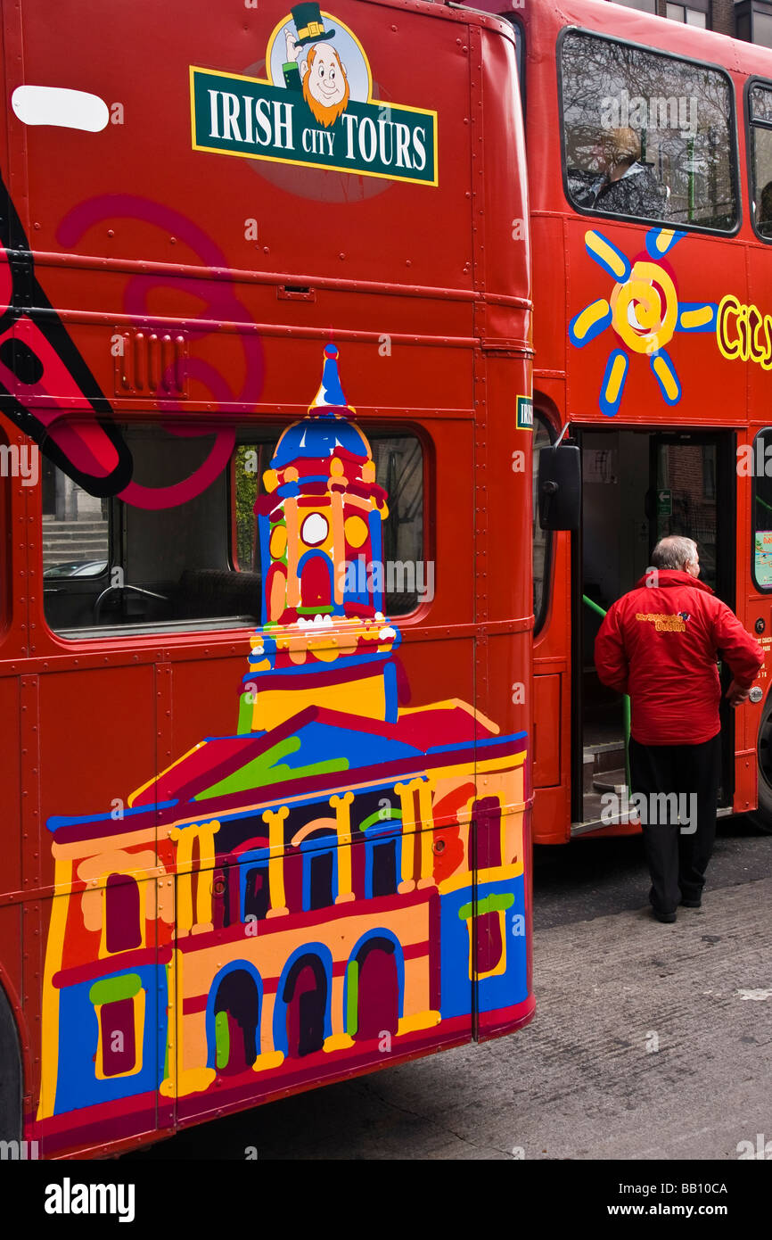 Tour buses in Dublin Stock Photo - Alamy