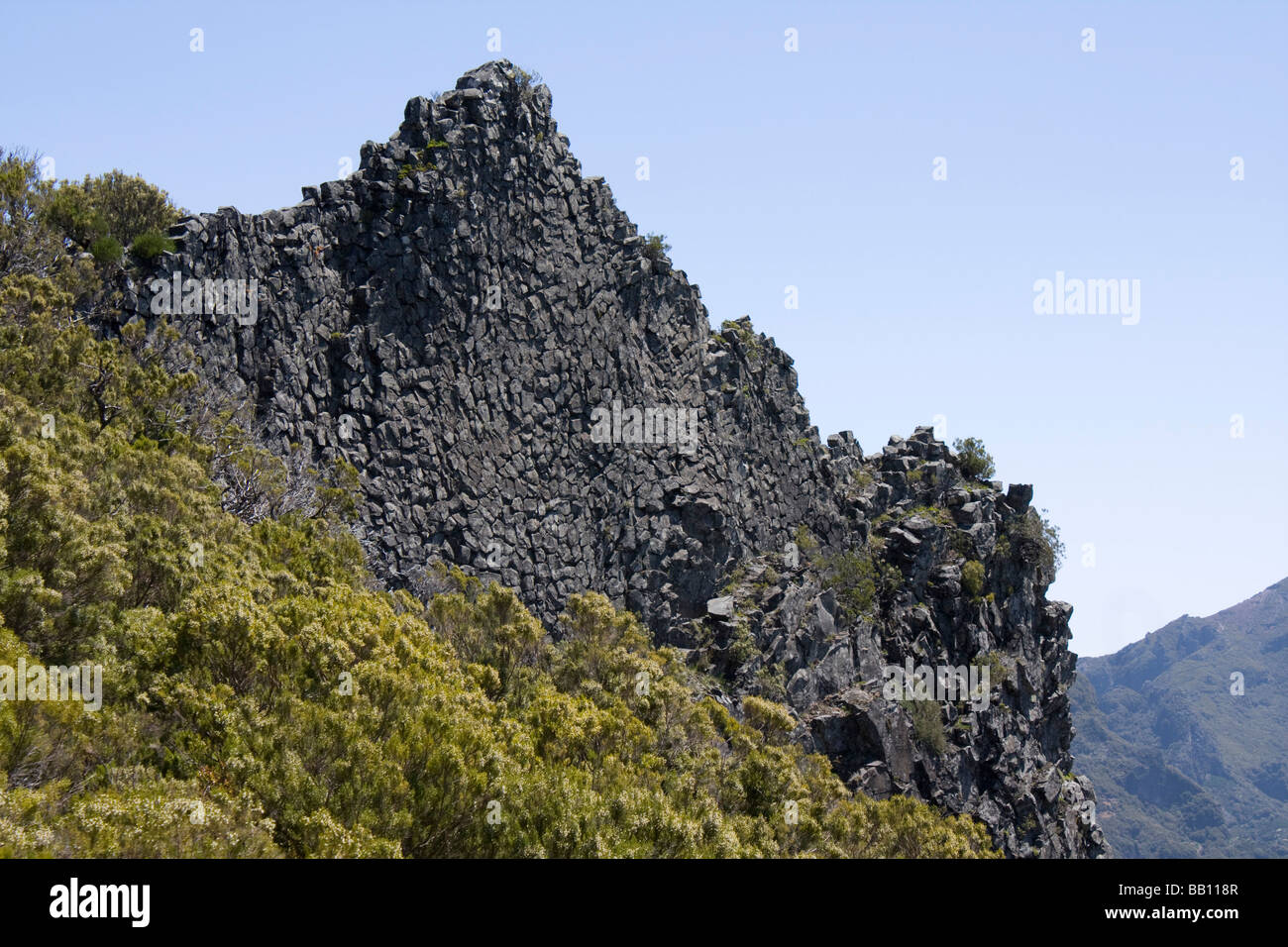 hexagonal basalt wall madeira portugal an island in the mid Atlantic ...