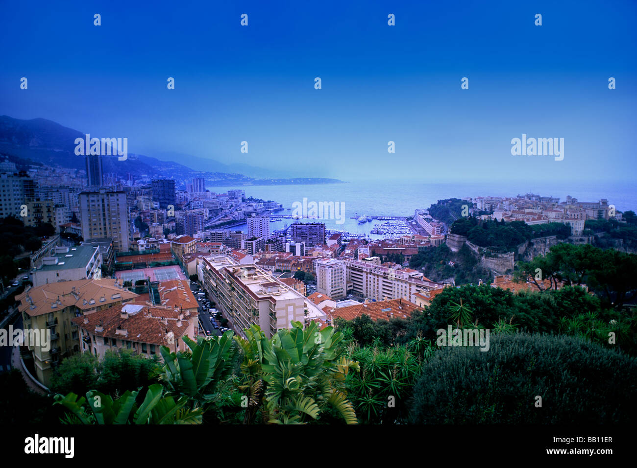 sunset from above Royal Castle at Monaco Harbor Monte Carlo Stock Photo ...