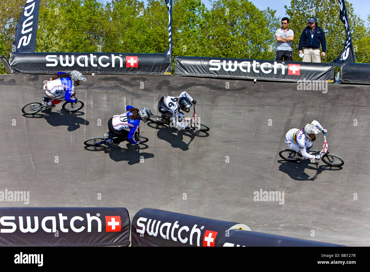 Four racing competitors at the BMX Supercross World Cup Stock Photo - Alamy