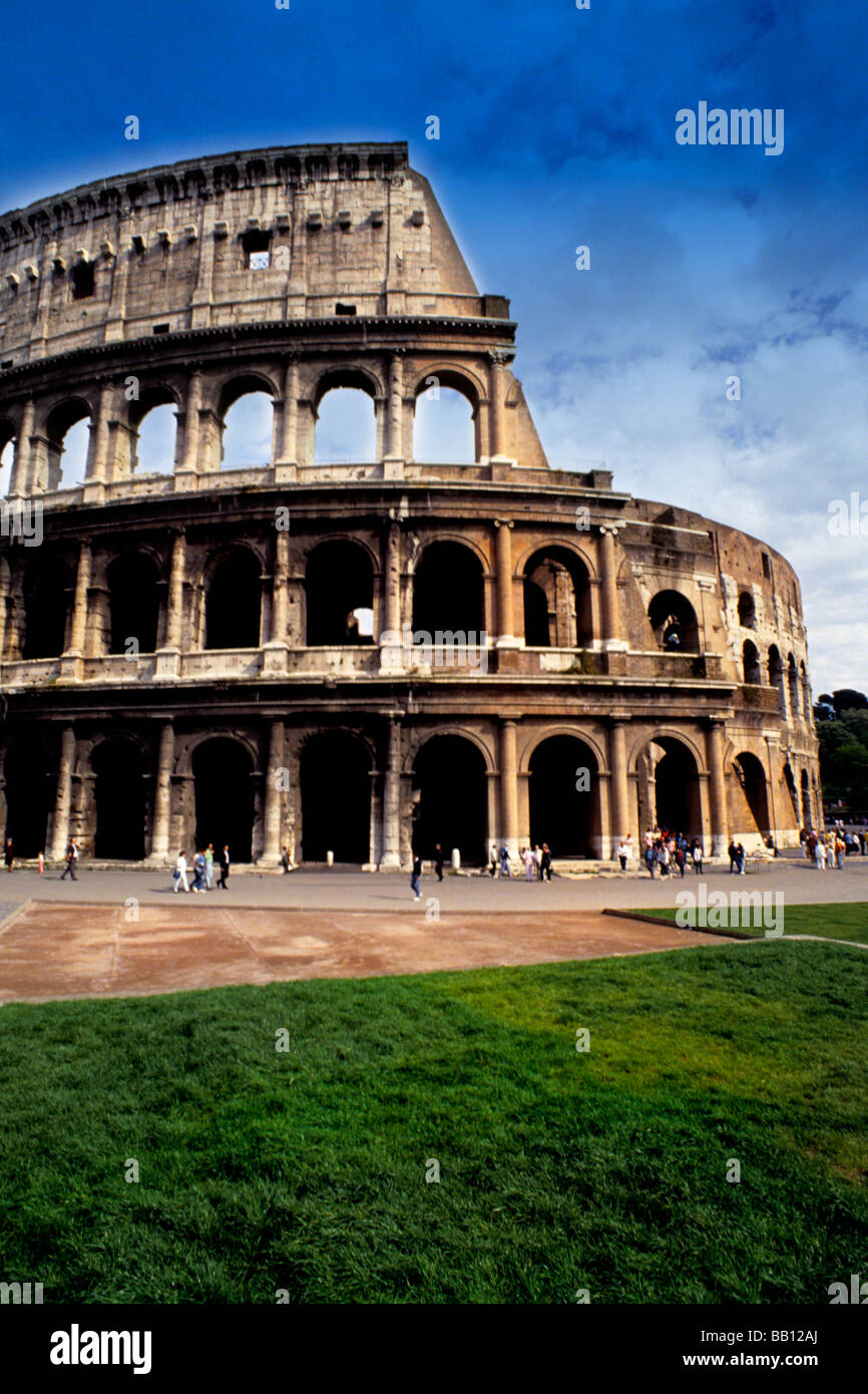 Roma Rome Italy the world famous Colosseum ruins in the center of the ...