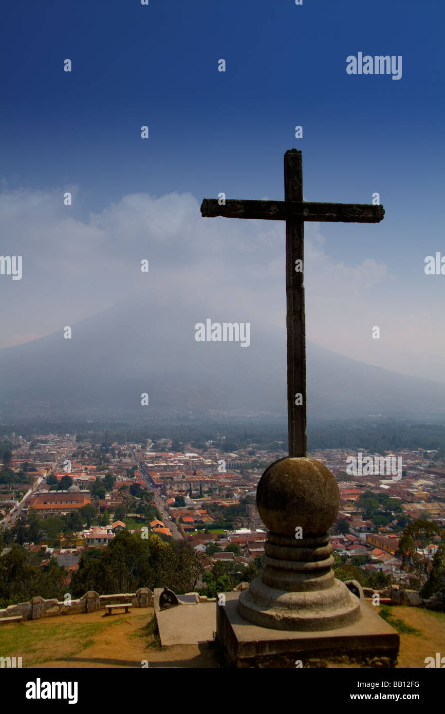Cross on hill called Cerro de la Cruz on mountain above the tourism ...